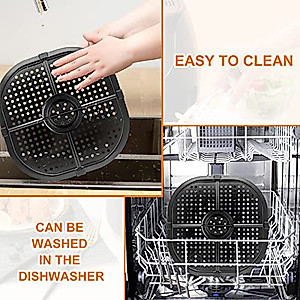 Air Fryer Grill Pan for COSORI 5QT Air Fryers, 9.09IN Upgraded Square Crisper Plate Tray, Air Fryer Replacement Parts Accessories Rack with Rubber feet, Non-Stick, Dishwasher Safe