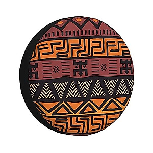 African Mud Cloth Tribal Spare Tire Cover 16 Inch Waterproof Dust-Proof Wheel Tire Cover Wheel Protector Fit for Trailer, Rv, SUV and Many Vehicle