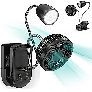 Barbecue Grill Light and Fan Magnetic and Clip Base BBQ Lights and Clip on Fan for Outdoor Grill, Camping, 360°Flexible Gooseneck, 3 Light and Fan Settings, 4000mAh Rechargeable Battery Powered