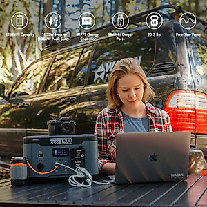 Wagan EL8836 Lithium Cube 1200 Portable Power Station 1166Wh Lithium Battery, 120V 1000W Pure Sine Wave, AC DC Outlet, USB Outlet, Solar Power Generator