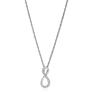 Vir Jewels 1/10 cttw Diamond Pendant, Diamond Infinity Pendant Necklace for Women in 10K White Gold with 18 Inch Chain, Prong Setting