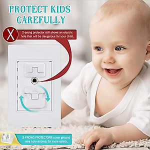 40 Pack Outlet Covers Baby Proofing, Child Safety Plug Covers for Electrical Outlets, White Square Socket Covers for Outlets with Hidden Handle, for Kids Toddler Protection