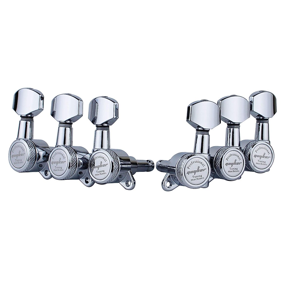 Guyker Guitar Locking Tuners (3L + 3R Handed) - 1:18 Lock String Tuning Key Pegs Machine Head with Hexagonal Handle Replacement for ST TL SG LP Style Electric, Folk or Acoustic Guitars - Chrome