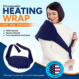 SunnyBay Microwave Heating Pad, Microwavable Moist Hot or Cool Bean Bag Wrap for Neck, Shoulder, Knee, or Back Pain with Fastening Straps, 10x18 Inch Heating Area, 2.8 Lbs, FSA HSA Approved, 58 Inches