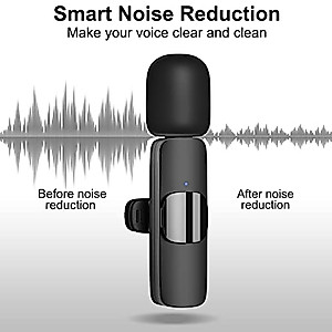 HMKCH Wireless Lavalier Microphone for DSLR Camera/Gopro/Computer/Laptop/MacBook/iPhone/iPad/Tablet, Professional Cordless Clip On Lapel Mic for Video Recording, YouTube, Vlog, Interview, Podcast