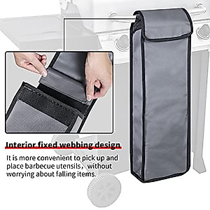 YUJHON Grill Utensil Accessory Storage Bag Grey Waterproof BBQ Tool Storage Bags Grill Tools Foldable Barbecue Appliance Bracket Bag for Camping Hiking Barbecue（2 Pack）