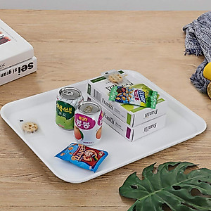 Farmoon 4 Pack Large Fast Food Serving Tray, White Plastic Reusable Eating Tray