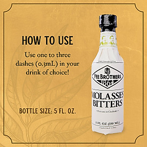 Fee Brothers Molasses Cocktail Bitters - Aromatic Cocktail Mixer & Concentrated Flavoring, Gluten Free, Vegan-Friendly, 5 fl oz