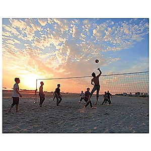 Large Portable Adjustable Volleyball Net Training Net Foldable Official Standard Size Indoor Outdoor Sports Equipment for Backyard Schoolyard Pool Beach Driveway