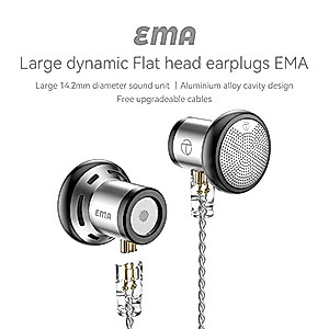WJLYP TRN EMA Metal Flat-Head Earphone 14.2mm Dynamic Driver in Ear Sports Running Headphone Bass HiFi Music Headset Earbuds with Detachable Upgrade Cable (Without Mic)