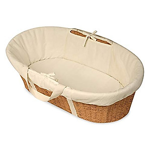 Wicker-Look Woven Baby Moses Changing Basket with Pad and Cover
