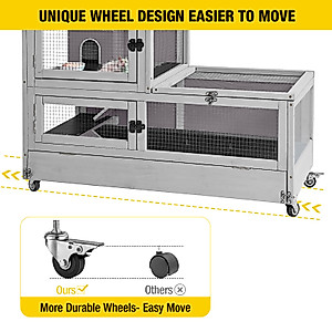 Aivituvin Guinea Pig Cage 2 Levels Wooden Rabbit Hutch with 2.36”Deeper Anti-Chewing Pull Out Tray Rat Cage with Hideout,Aluminium Alloy Edge…