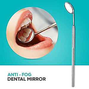 HOKIN Dental Mirror Number 5 Stainless Steel Professional Dentist Mirror with Two Removable Mirror Heads