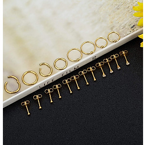 REVOLIA 10Pairs Stainless Steel Cartilage Earrings for Men Women Stud Earrings Ball CZ Tragus Helix Piercing G