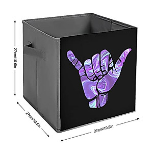 Yellow Shaka PU Leather Collapsible Storage Bins Canvas Cube Organizer Basket with Handles