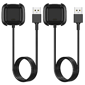 Charger Compatible with Fitbit Versa 2, Replacement Charging Cable Dock Cradle with 3.3ft USB Cord for Fitbit Versa 2 Smartwatch[2 Pack]