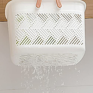 Andmey Portable shower caddy Tote, Plastic Storage Caddy Basket with Handle for College, Dorm, Bathroom, Garden, Cleaning Supplies, White