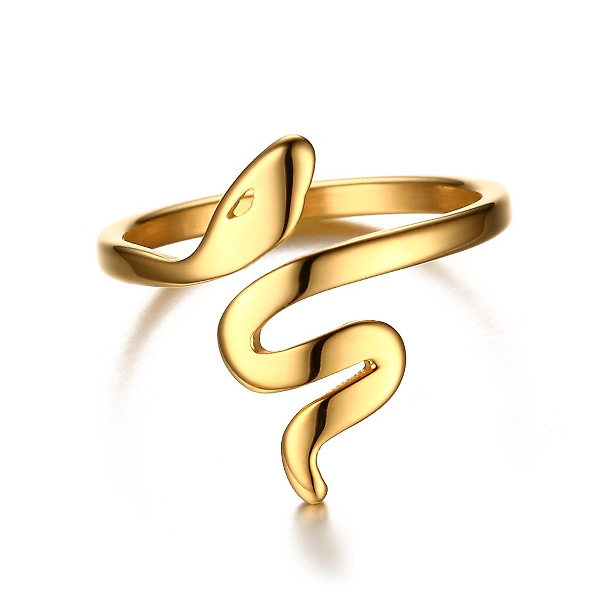 Ximi Jewelry Stainless Steel Fashion Snake Rings for Womens,Gold Plated,Size6-8 (8)