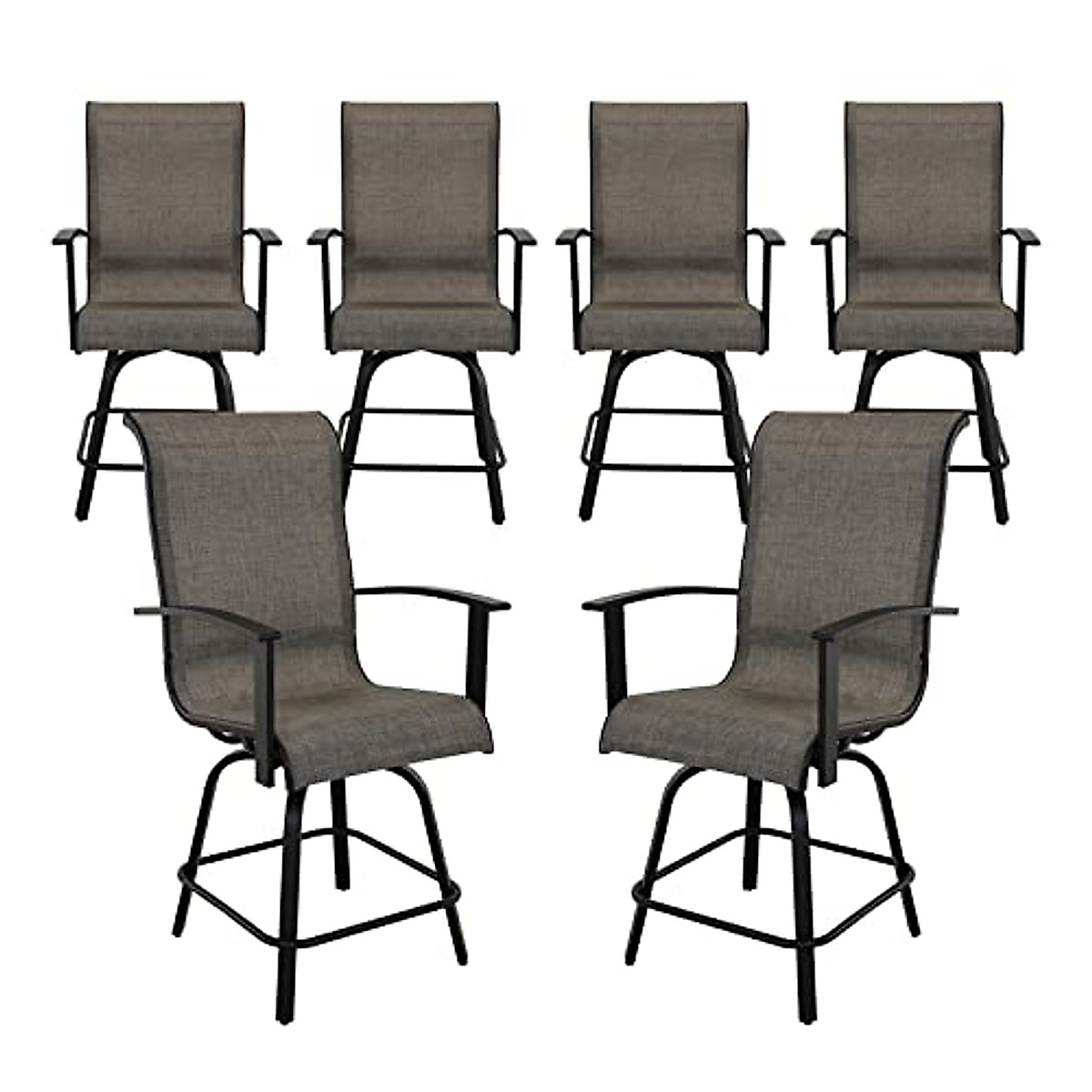 Grand patio Outdoor Counter Height Patiol Stools Set of 6, All-Weather Swivel Bar Chairs for Balcony, Poolside, Backyard, Garden (Coffee, 6PC)