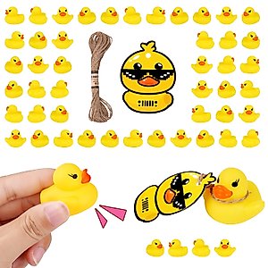 Ainiv 102PCS You've Been Ducked Cards, Duck Tags with Yellow Rubber Ducks and Strings, 3D Yellow Duck Shape with Round Hole and Twine, Ducking Game Card for Car Ornament Party Favors