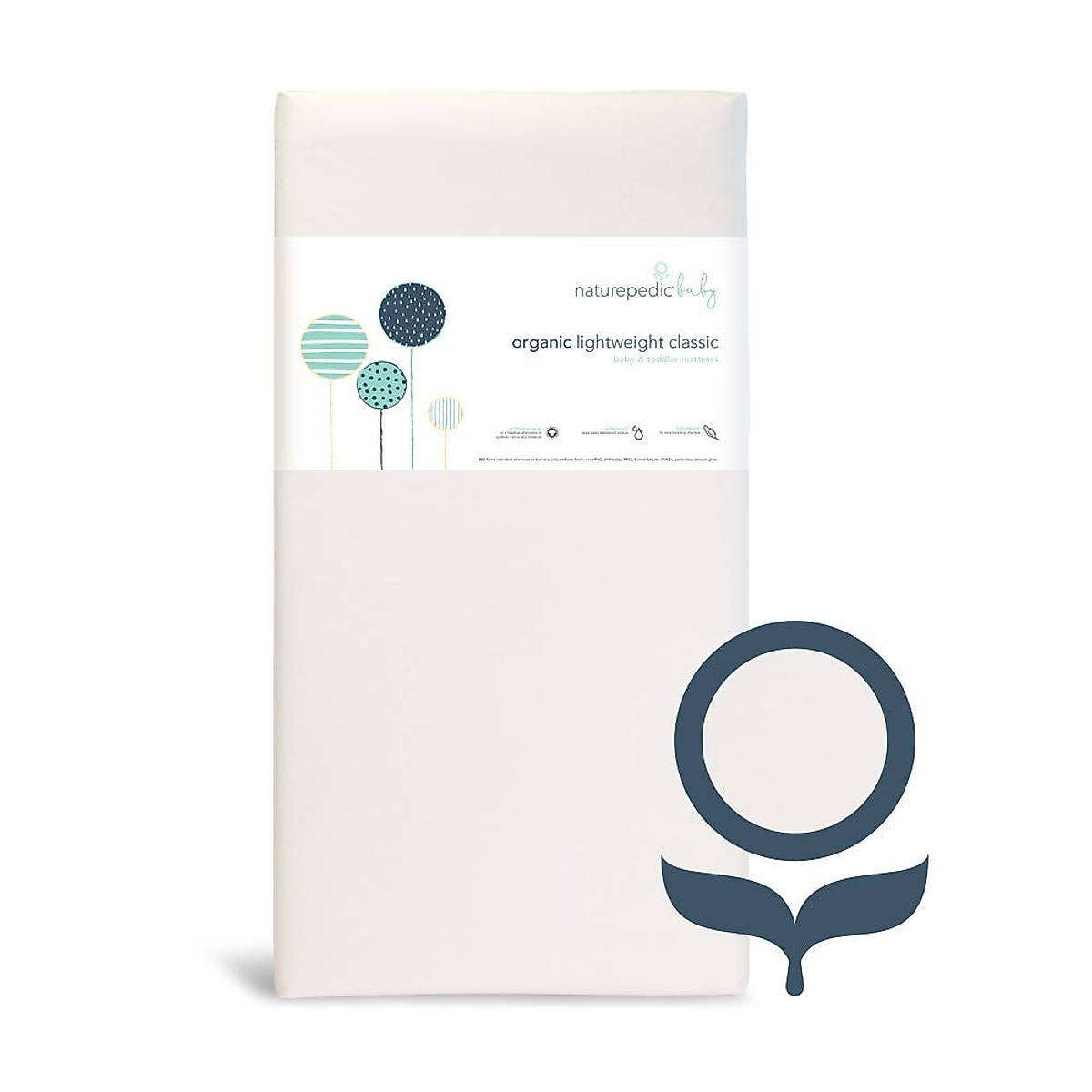 Naturepedic Organic Crib Natural Mattress - Classic Lightweight - Non-Toxic Baby and Toddler Bed - 52" x 28"