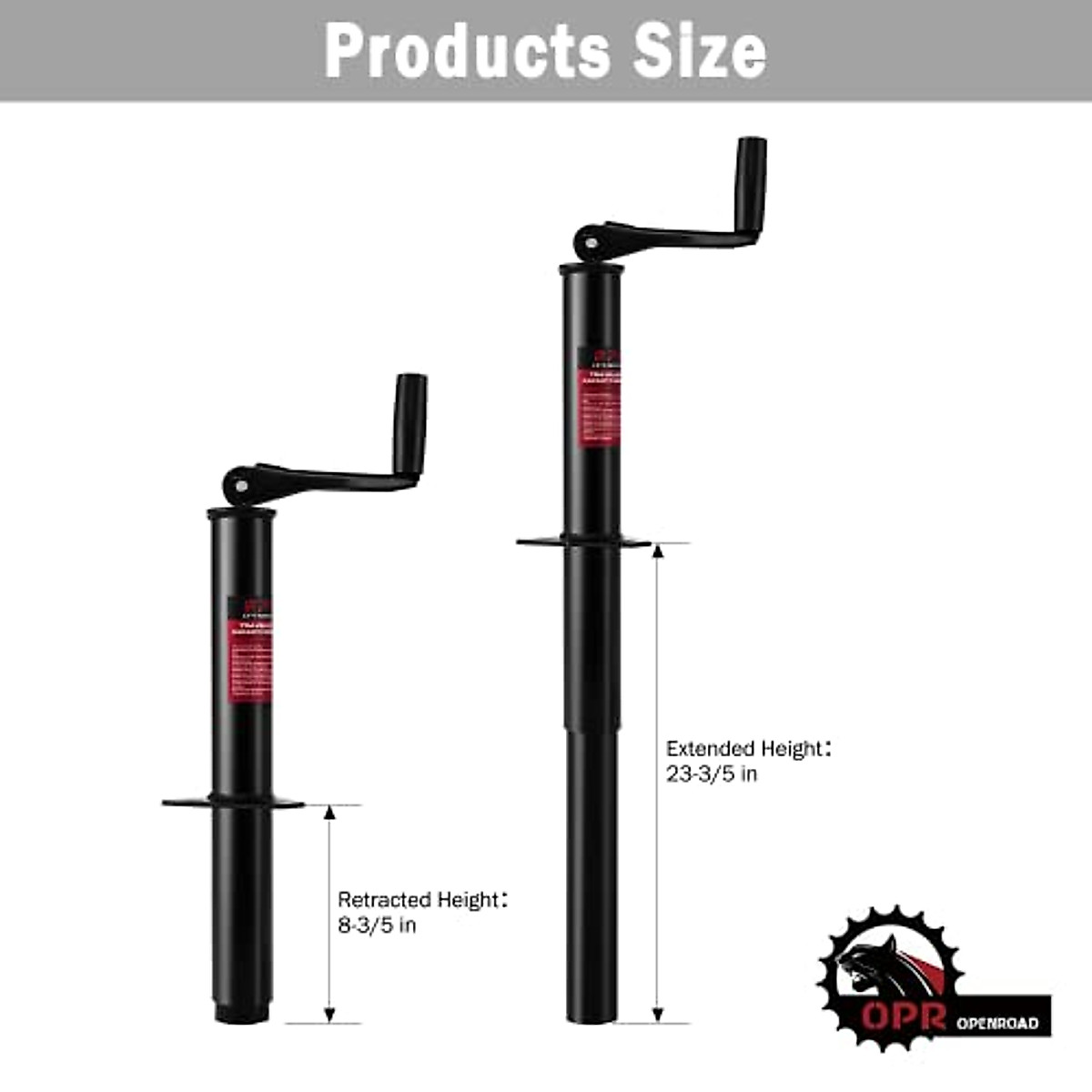 OPENROAD 5000 lbs A-Frame Trailer Jack, 15" Vertical Travel, Heavy Duty Top Wind Jack with Foot Plate for RV, Cargo, and Utility Trailers Tongue, Black