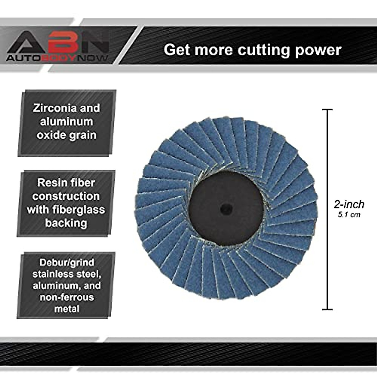ABN Sandpaper Disc Set, 2in - T27 80 Grit High Density Zirconia Alumina 10pk Round Sander Flat Flap Round Sanding Pads