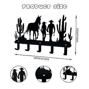 Ecqizer Cowboy Coat Hooks Wall Decor-Cowboy Hangers and Key Hooks Holder-Clothes Cowboy Hat Rack and Backpack Hanger-Cowboy Wall Art Decor for Storage, Living Room, Hallway, Bedroom…