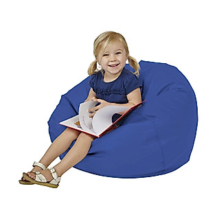 Factory Direct Partners 10477-BL SoftScape Classic 26" Junior Bean Bag Chair, Furniture for Kids, Libraries or Home - Blue