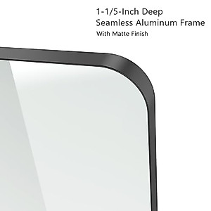 VocalStar 65" x 22" Full Length Mirror, Modern Farmhouse Black Metal Framed Full Body Mirror for Living Roome, Bathroom, Thicken 1/4-inch Glass | Ultra-Flush Hanging