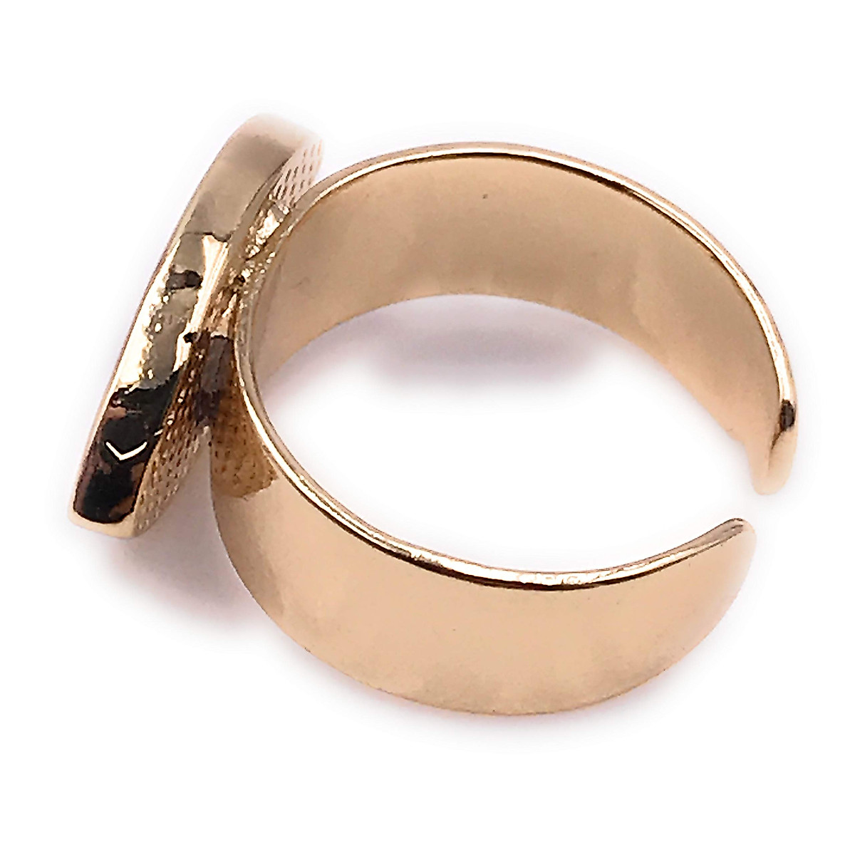 LESLIE BOULES 18K Gold Plated Evil Eye Enamel Ring Adjustable for Women