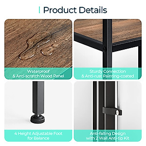 LINSY Home 5-Tier Bookshelf and Bookcase, 63" Tall Freestanding Bookcase, Storage Shelves for Library, Bedroom, Living Room, Home Office, White Oak