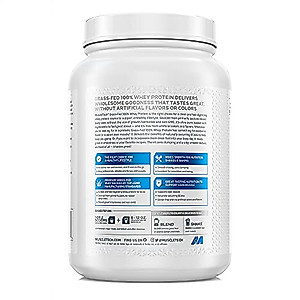 MuscleTech Grass Fed Whey Protein Powder for Muscle Gain | Growth Hormone Free, Non-GMO, Gluten Free | 20g Protein + 4.3g BCAA | Triple Chocolate, 1.8 lbs