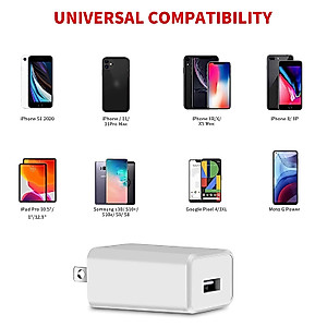 MEROM USB Wall Charger, 5V 2A Power Adapter Universal USB Plug Cell Phone Charging Block Cube Compatible with Samsung Galaxy S7/S6/S5 Edge, Google Nexus, LG, HTC, Huawei, Moto and More(1 Pack)
