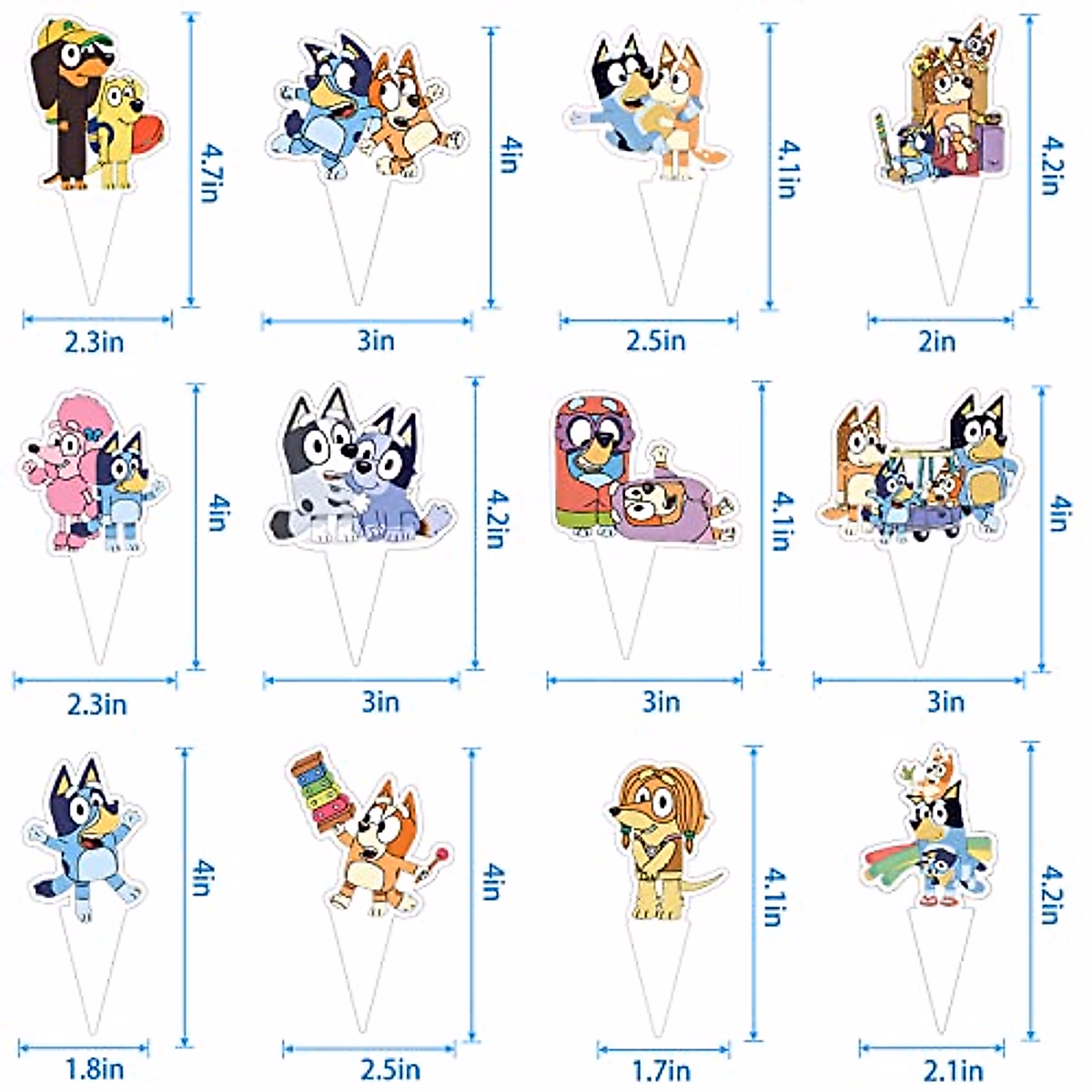 LIT-DAWN 25PCS Blue Dog Cake Cupcake Topper Decorations Cartoon Dog Happy Birthday Party Supplies for Kids Party Favors