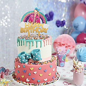 Acrylic JoJo Siwa Happy Birthday Cake Topper JoJo Rainbow Cake Topper for Girls Birthday Party Decoration Supplies