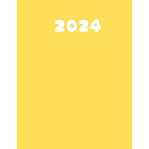 2024 Diary: A4 Week To View-January 2024 to December 2024 Daily Planner Organiser Calendar Overview-Dated From January To December-Yellow Cover
