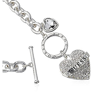 GUESS Women's Toggle Logo Charm Necklace, Silver, One Size