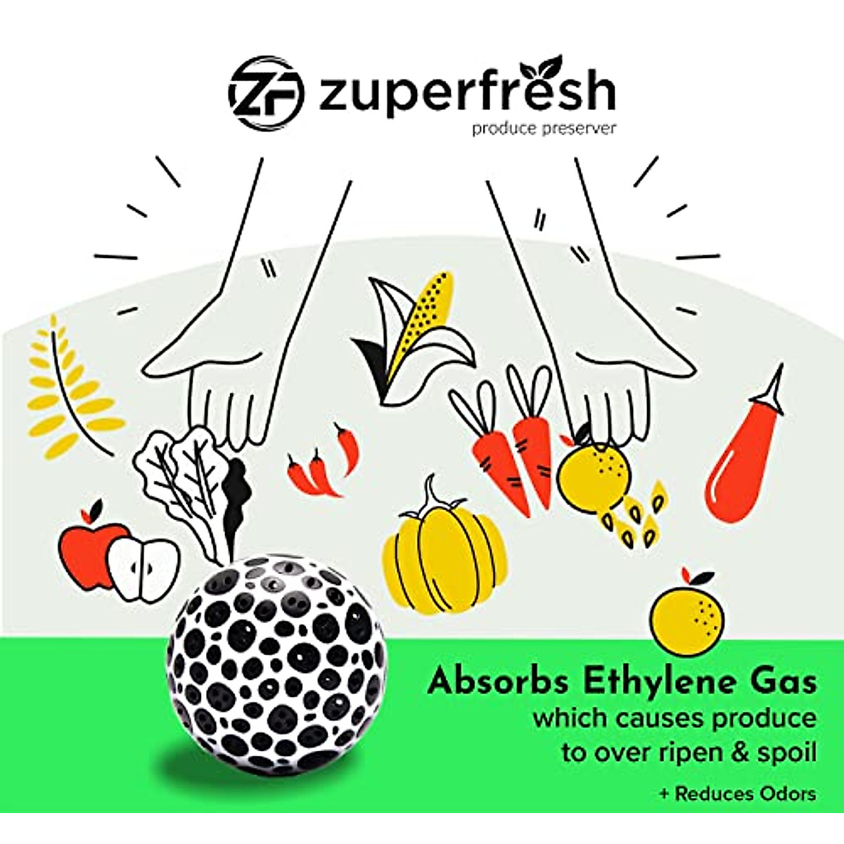 Zuperfresh Produce Saver 16 Packets, Extend the Life of Your Fruits & Vegetables, Absorbs Ethylene Gas Which Cause Produce to Over Ripen & Spoil