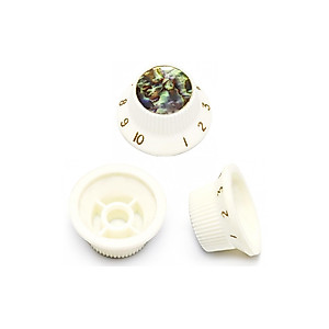 Rubatone Guitar Knobs Abalone Top Speed Control Knobs 6mm Shaft Pots Volumn Tone Knobs Compatiable with Strat Stratocaster Electric Guitar Set of 3Pcs.