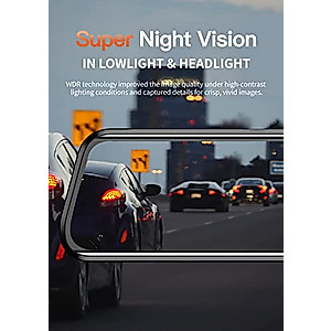 WOLFBOX 2.5K Dash Cam Mirror for Car, Rear View Mirror Camera with 10" IPS Full Touch Screen, Dual Dash Camera 1440P Front and Rear Mirror with 1080P Backup Camera, Free TF Card & GPS