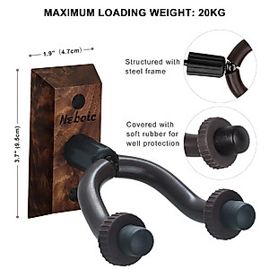 Neboic 3 Pack Guitar Wall Mount, Wood Guitar Wall Hanger, Guitar Hook, Guitar Accessories for Acoustic Electric Bass Guitar Ukulele Banjo Mandolin