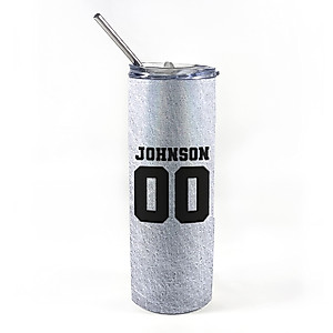 Hockey Mom – Personalize with Name & Number – One 20 oz Iridescent Stainless Steel Travel Tumbler with Straw – Double Wall Vacuum Insulation– Keep Beverages Cold Up to 18 Hours or Hot 6 Hours