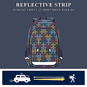 Cindly Autism Awareness Colorful Puzzle Piece School Backpack College Bookbag for Teen Students, Lightweight Kids School Book Bags