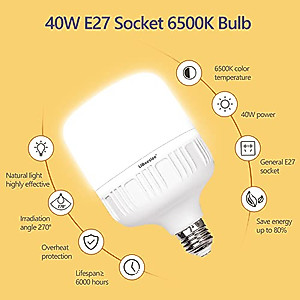 UBeesize Softbox Photography Lighting Kit, 27” x 20” Continuous Lighting Kit with 2pcs 40W E27 Socket 6500K Bulbs, Professional Photo Studio Lighting for Video Recording, Portrait Shooting