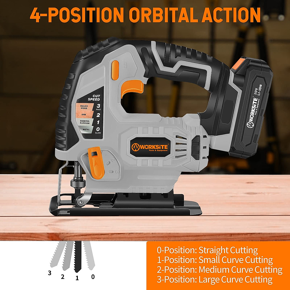 WORKSITE Cordless 20V Jig Saw Bundle with 1 Extra Battery