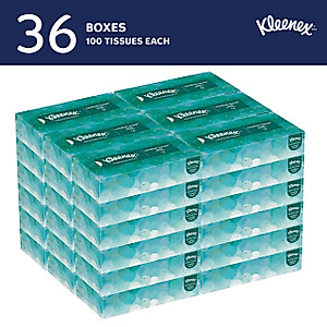 Kleenex Professional Facial Tissue for Business (21400), Flat Tissue Boxes, 36 Boxes / Case, 100 Tissues / Box, 3,600 Tissues / Case