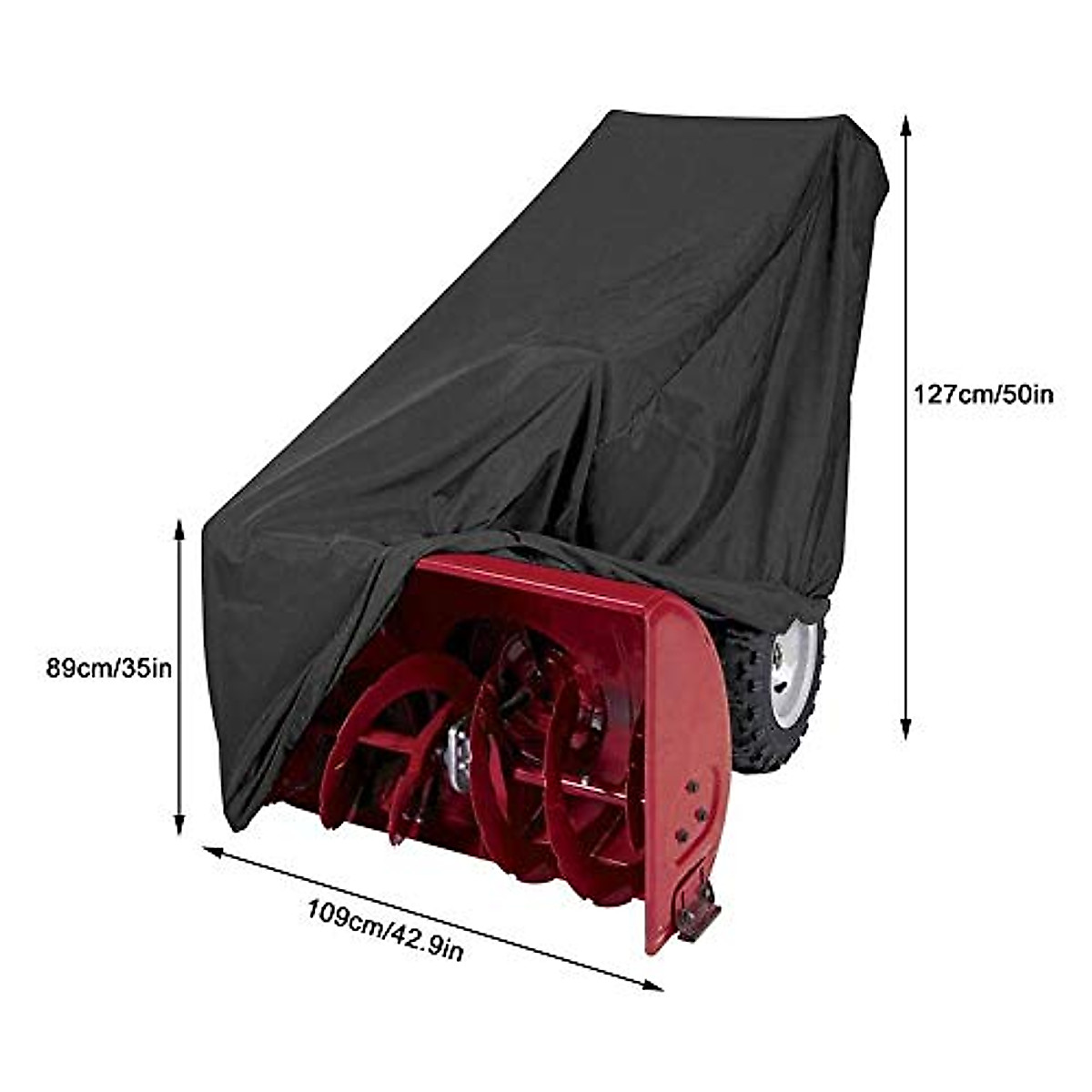 Outdoors Courtyard Snow Thrower Cover Waterproof Rainproof Dust-Proof Protection Universal Size Snow Thrower Protector Cover Black 109x81x89/127cm