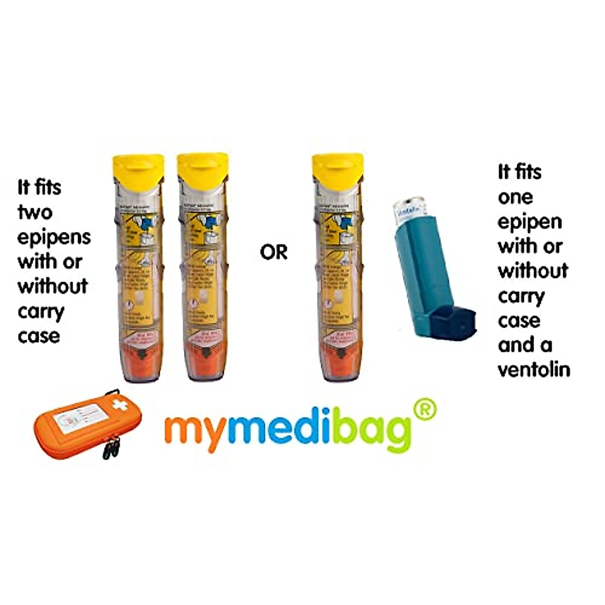MyMediBag Double Epipen Holder | Hardcase Insulated Epipen Case | Highly Visible and Noticeable EpiPen Carrier Bag in Case of an Emergency | Bright Orange Epipen Carry Case Insulated Pouch