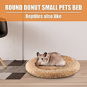HMBGSFD 2 Pack Guinea Pig Bed, Calming Rats Bed, Round Donut Washable Small Animals Bed, Anti Anxiety Pet Fuzzy Bed for Guinea Pig, Hamster, Ferret, Squirrel, Chinchilla, Turtle and Bearded Dragon